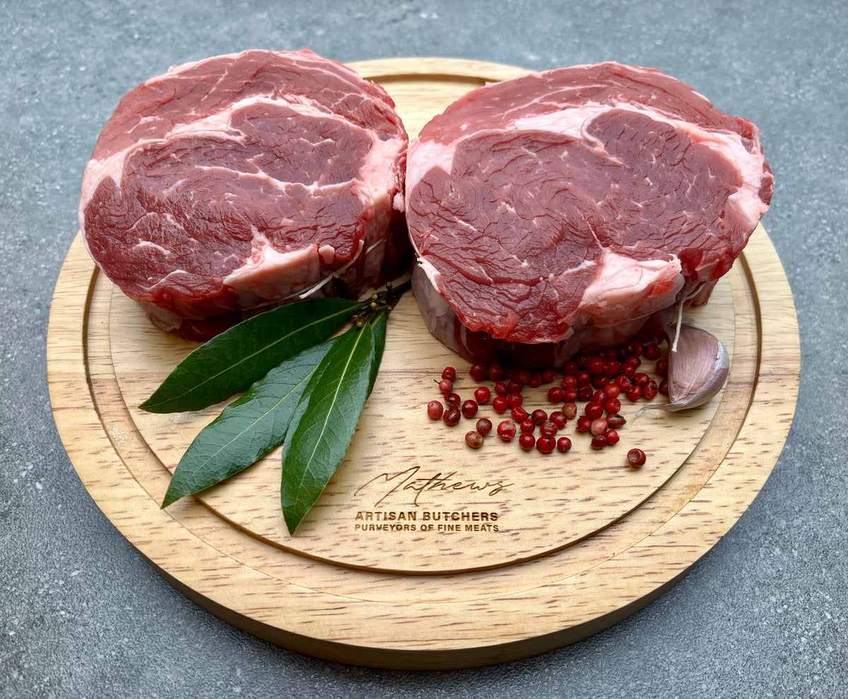 Grass Fed Beef Scotch Fillet Steak Marble score #4 – mathewsbutchersonline